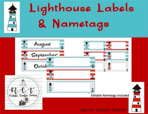 Lighthouse Themed Nametags And Labels For Classrooms Tpt
