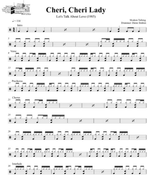 Cheri Cheri Lady Modern Talking Drum Sheet Music