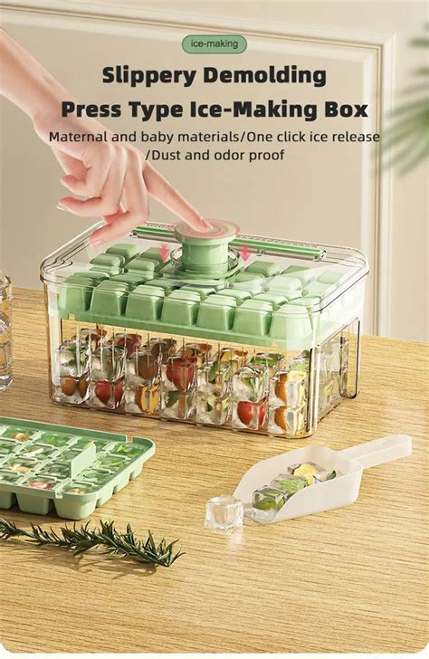 Ice Storage Box Press Type Tray For Effortless Ice Making