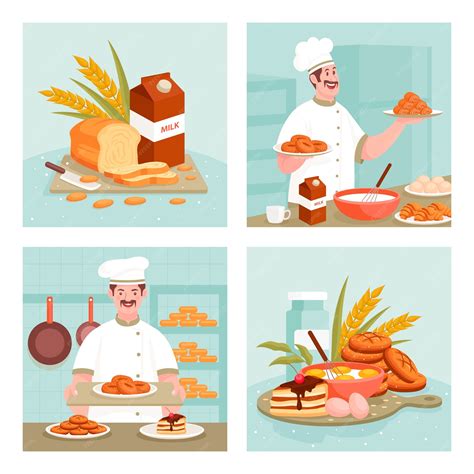 Premium Vector Bakery Illustrations In Flat Design