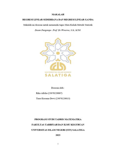 Kelompok 10 Regresi Linier Sederhana Dan Berganda Pdf