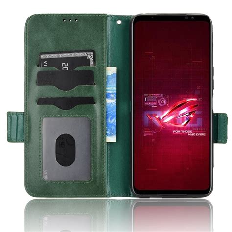 For Asus Rog Phone Symmetrical Triangle Leather Phone Case Green Alexnld Com