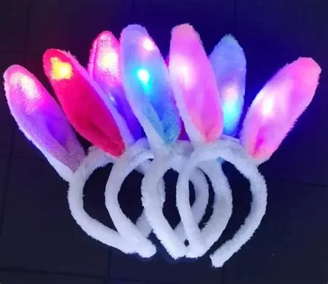 Led Bunny Ear Easter Headband With Flashing Lights Perfect For Cosplay