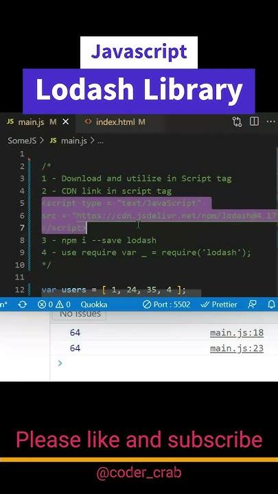 Lodash In Javascript Shorts Youtube