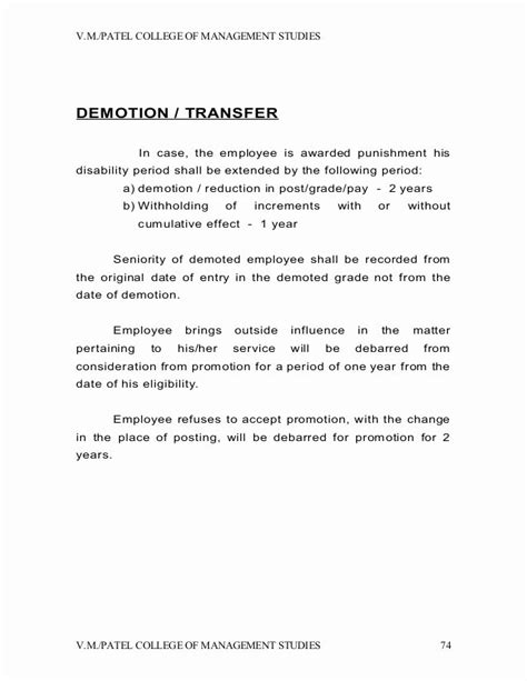 Sample Demotion Letter To Employee
