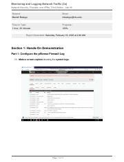 Monitoring And Logging Network Traffic Hands On Labs For Course Hero