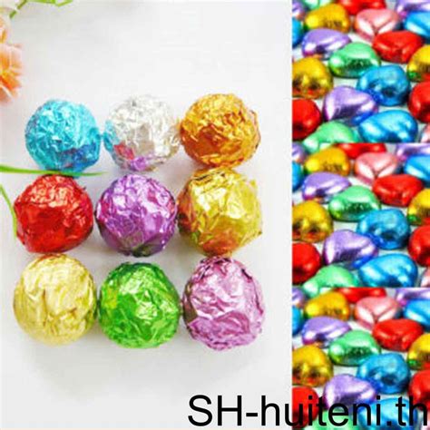 กระดาษฟอยล์อลูมิเนียม ทรงสี่เหลี่ยม สีสันสดใส สําหรับห่อลูกอม ช็อคโกแลต