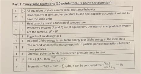 Solved Part 1 True False Questions 10 Points Total 1