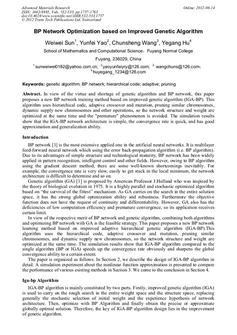 Bp Network Optimization Based On Improved Genetic Algorithm Scientificnet