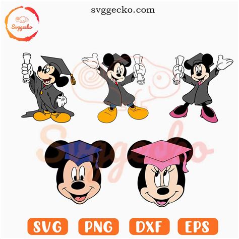Mickey Minnie Graduation Svg Bundle Cute Graduate Svg Png Eps Dxf