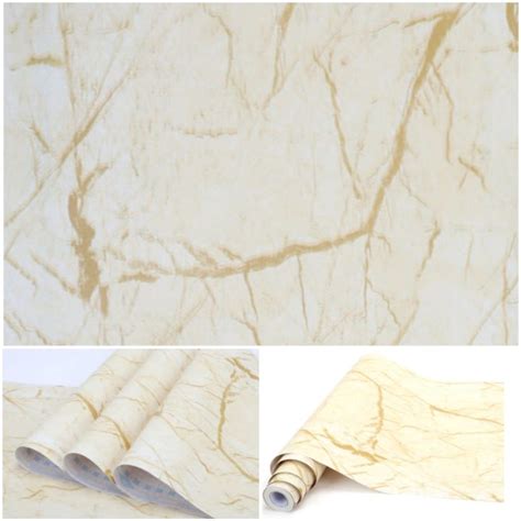 Wallpaper Sticker Dinding Harga Terjangkau Motif Marmer Marble Krem