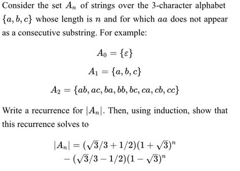 Solved Consider The Set An Of Strings Over The 3 Character Chegg Com