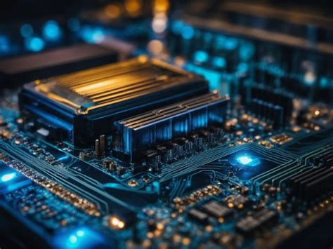 Premium Photo Computer Circuit Board Chip With Blue Lights