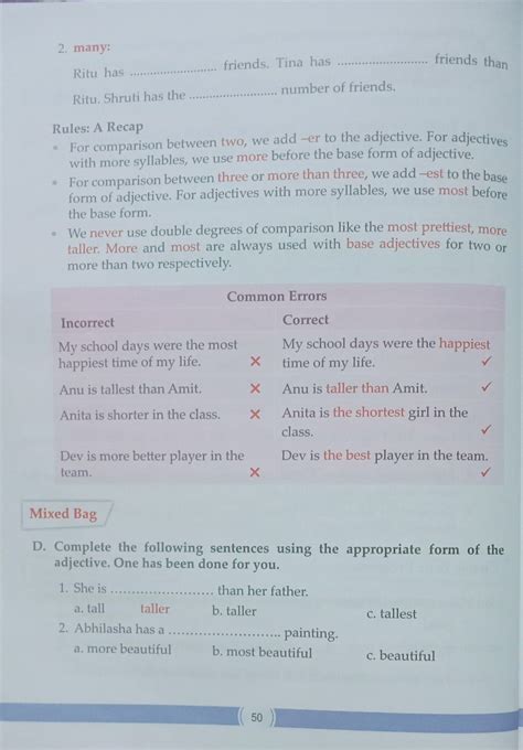 Degrees Of Comparison Chart