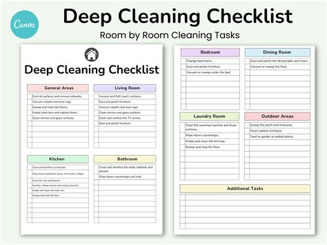 Editable Deep Cleaning Checklist Room By Room Printable Pdf Canva