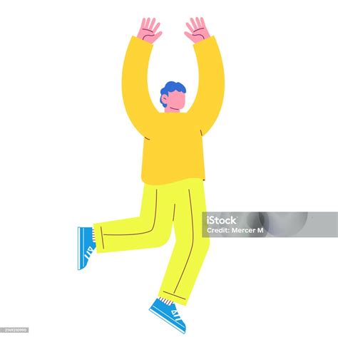 기쁨으로 점프하는 남자의 그림 흰색 배경에 고립 된 평면 Rgb 벡터 자료 20 29세에 대한 스톡 벡터 아트 및 기타 이미지
