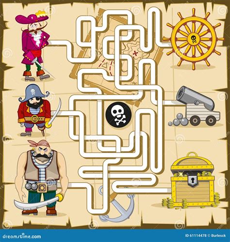 Labyrint Met Piraten Vectorspel Voor Jonge Geitjes Vector Illustratie