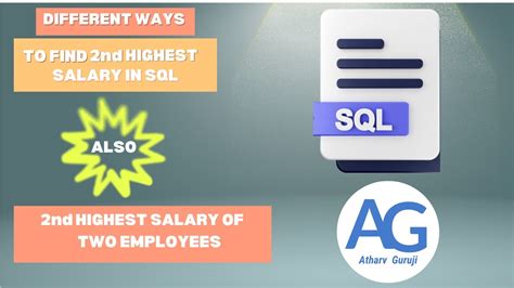 Different Ways To Find 2nd Highest Salary Hindi Sql Sqlserver Atharvguruji Youtube