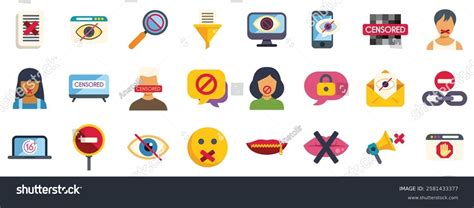 Censorship Freedom Speech Violation Through Different Stock Vector