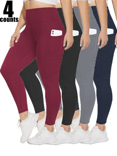 4 Piece Womens Plus Size Solid Yoga Pants High E Tiktok爆款商品分析 Gmv