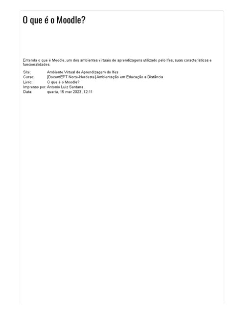 3 O Que É O Moodle Pdf Moodle Educação à Distância