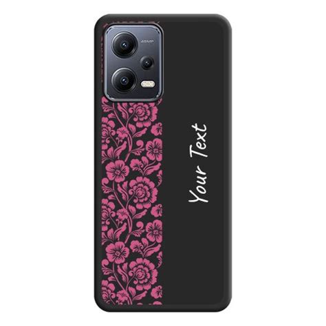 Buy Pink Floral Pattern Design With Custom Text On Space Black Personalized Soft Matte Phone