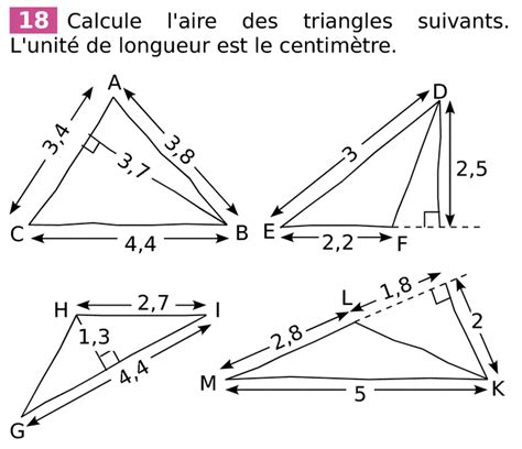 Aires et périmètres Calculer l aire d un triangle Exercice n18