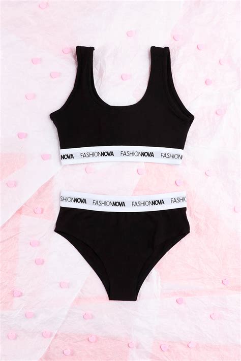 Fashion Nova Bralette And Panty Set Blackwhite Fashion Nova