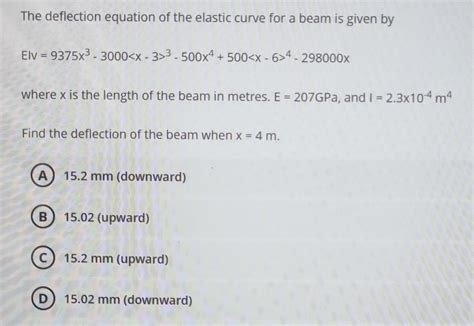 Solved The Deflection Equation Of The Elastic Curve For A