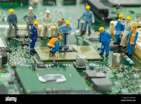 Engineers Are Fixing Chip Set On Green Mainboard Can Use To Display Or Montage On Products
