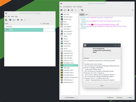 trying to set up vm with gpu passthrough vm manager won t save xml r