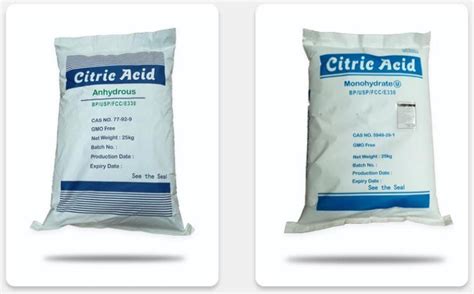 Food Additives Chemical Grade 25kg Bag Cas 77 92 9 Citric Acid Mono