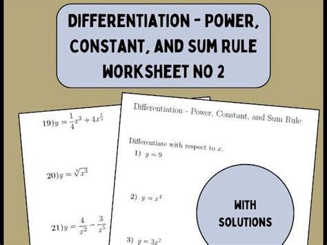 Differentiation Power Constant And Sum Rule Worksheet No 2 With
