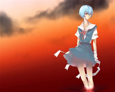 Safebooru Ayanami Rei Bandage Bandages Blue Hair Neon Genesis