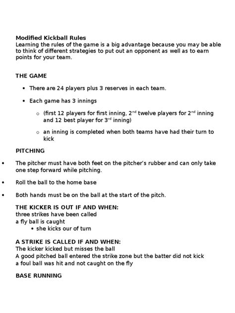 Modified Kickball Rules Nd Nd Rd Pdf