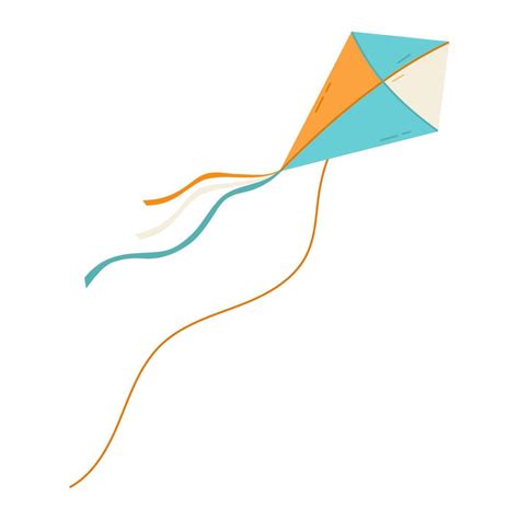 cometa volador en el cielo plano ilustración azul naranja y blanco