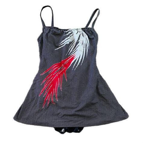 Robby Len Swim Vintage 6s Robby Len Size 2 Black Polka Dot One