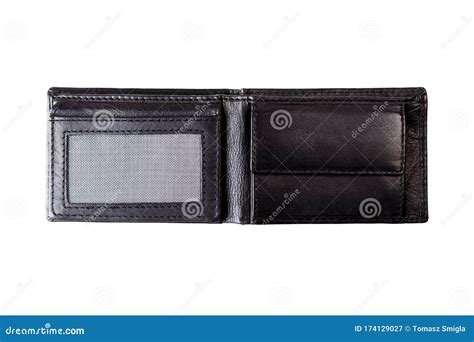 Simple Black Open Wallet Isolated On White Background Empty Opened