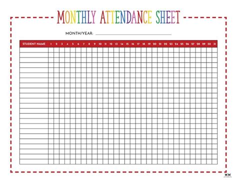 Free Printable Attendance Sheet 2023 Templates In Pdf Word Excel Artofit