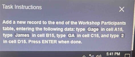 solved task instructions add a new record to the end of the workshop