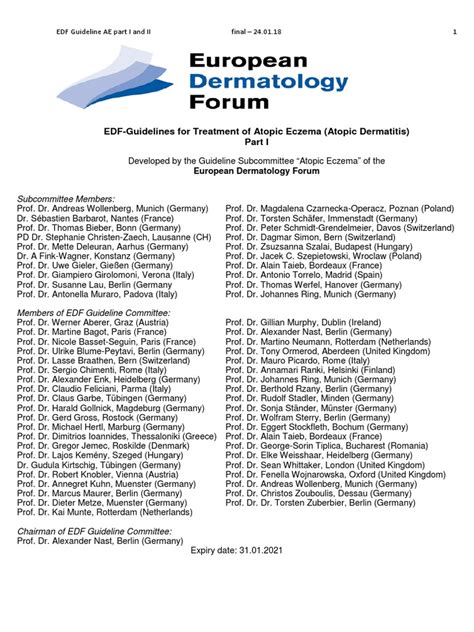 European Guidelines For Treatment Of Atopic Eczema Atopic Dermatitis