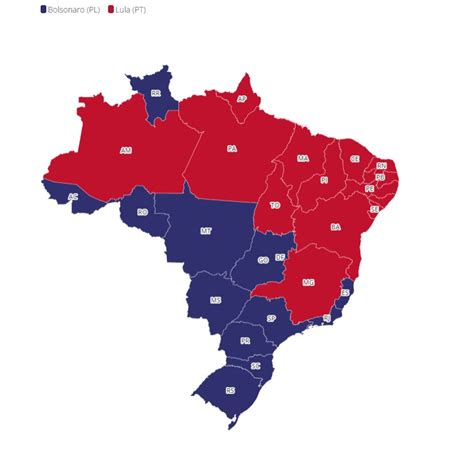 Lula vence em 14 estados e no exterior no 1º turno Bolsonaro em 12