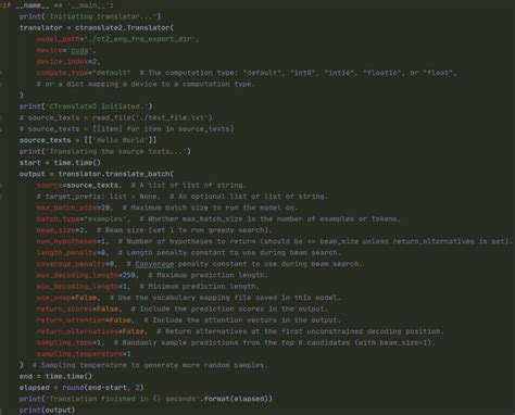 Runtime Error When Translating Using Ctranslate2 Support Opennmt