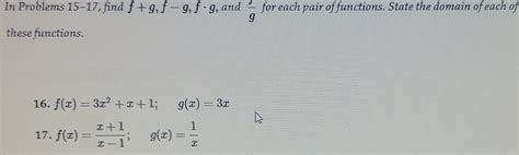 Solved In Problems 15 17 Find Fgf−gf⋅g And G For Each