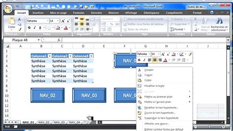 Excel 2007 Création d'un menu de navigation en utilisant des boutons de commande - YouTube
