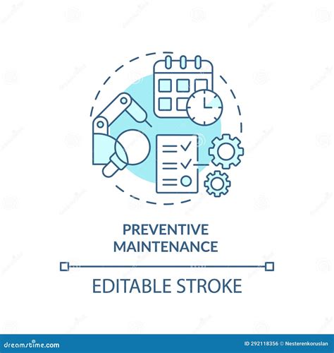 2d Blue Thin Linear Icon Preventive Maintenance Concept Stock Vector Illustration Of