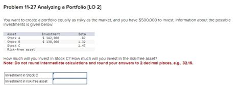Solved Problem 11 27 Analyzing A Portfolio LO 2 You Want Chegg