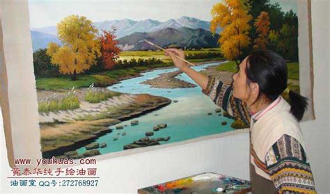 【绘画村庄风景油画于2010年 画室绘画现场场景】 黄泰华油画网