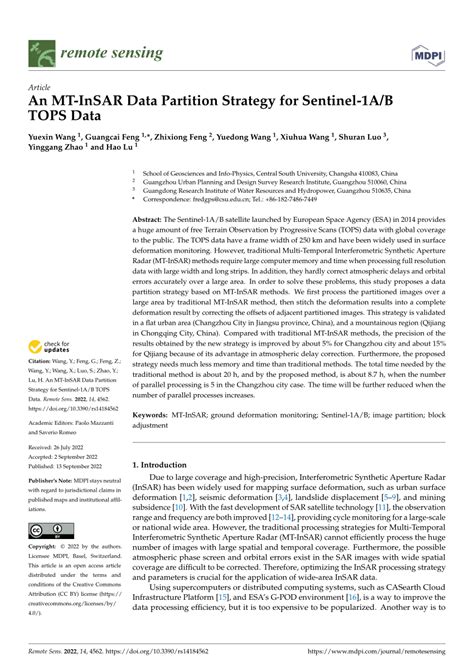 Pdf An Mt Insar Data Partition Strategy For Sentinel 1ab Tops Data