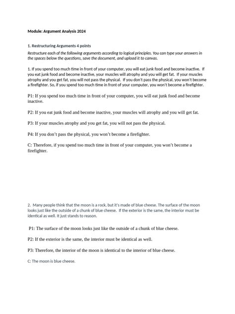 Exercise 2 Argument Analysis 2024 Pdf